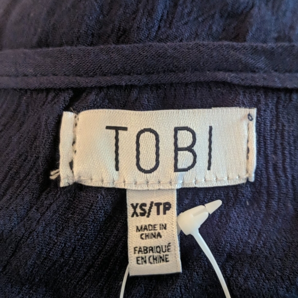 Tobi | Tops | Tobi Finders Keepers Boho Navy Blue Ruffle Flutter Sleeve ...